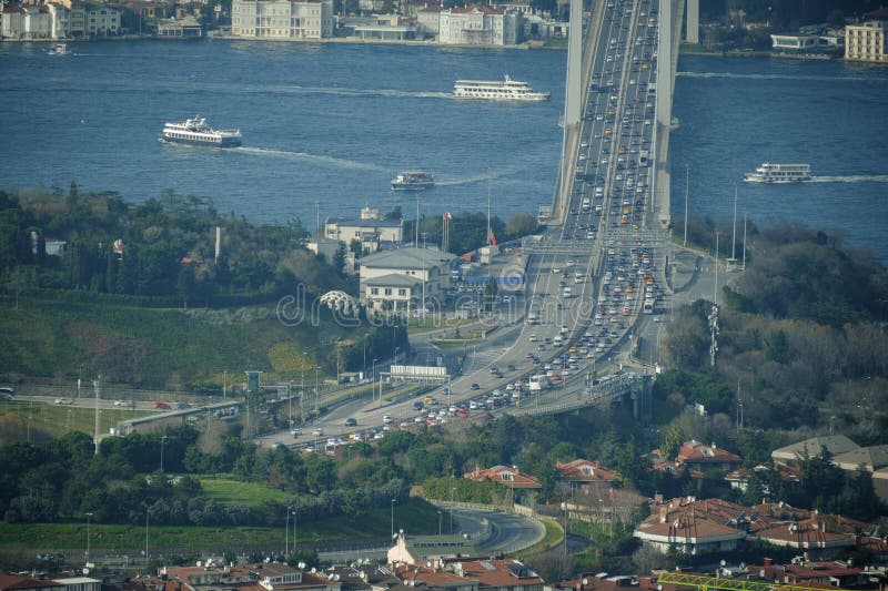 Panoramic View of Istanbul with the Bosphorus Bridge Stock Photo ...