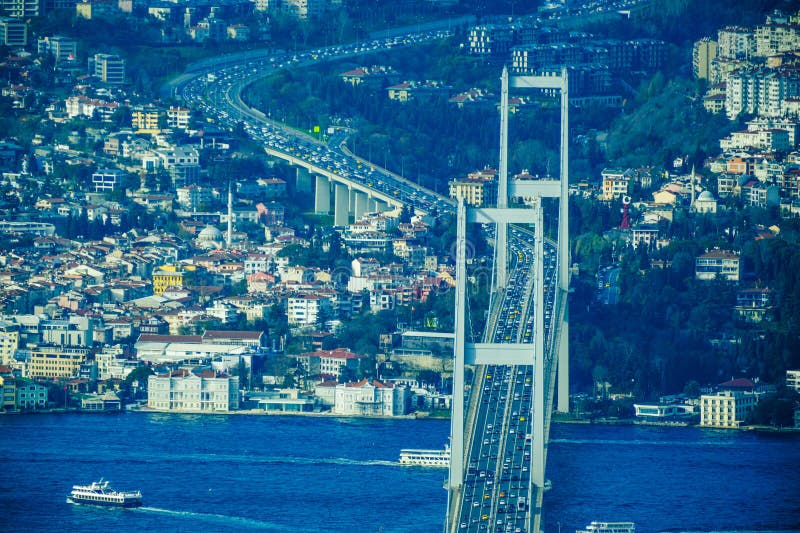Panoramic View of Istanbul with the Bosphorus Bridge Stock Photo ...