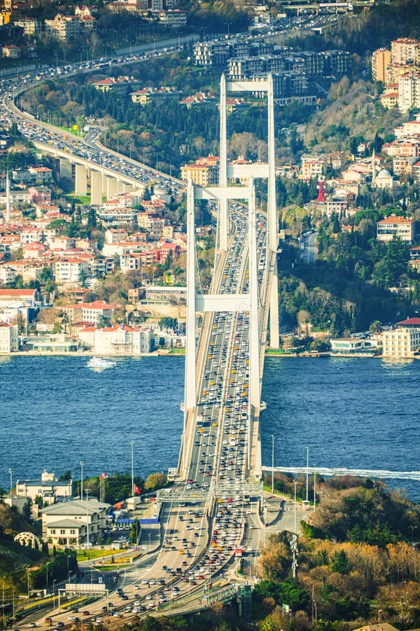 Panoramic View of Istanbul with the Bosphorus Bridge Stock Photo ...