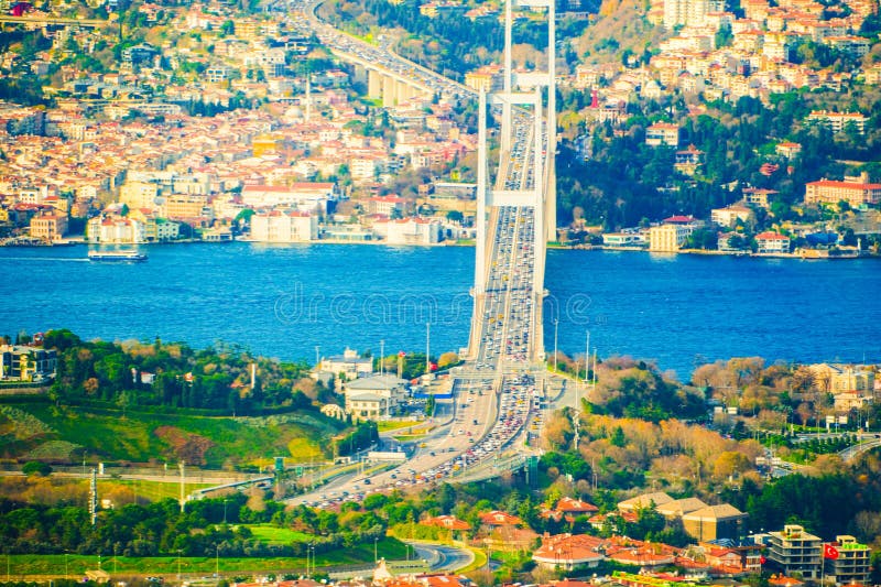 Panoramic View of Istanbul with the Bosphorus Bridge Stock Photo ...