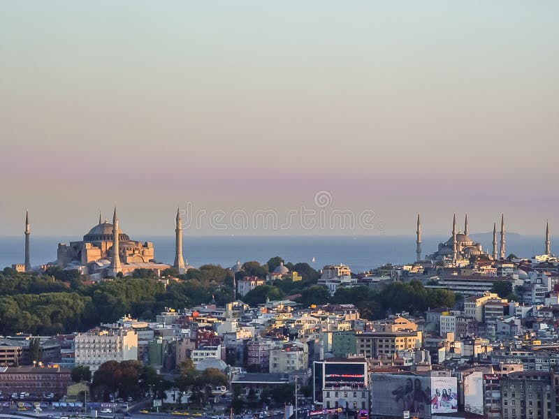 Panoramic View of Istanbul at the Sunset Editorial Stock Photo - Image ...