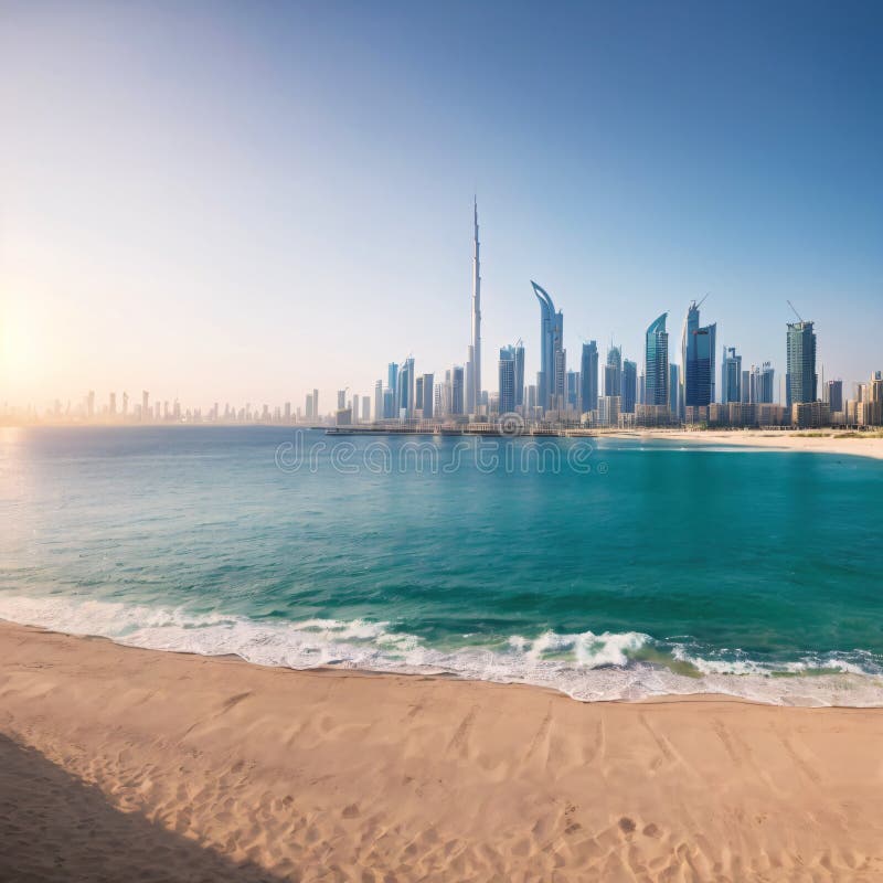 Panoramic View of a Jumeirah Beach Made with Generative AI Stock ...
