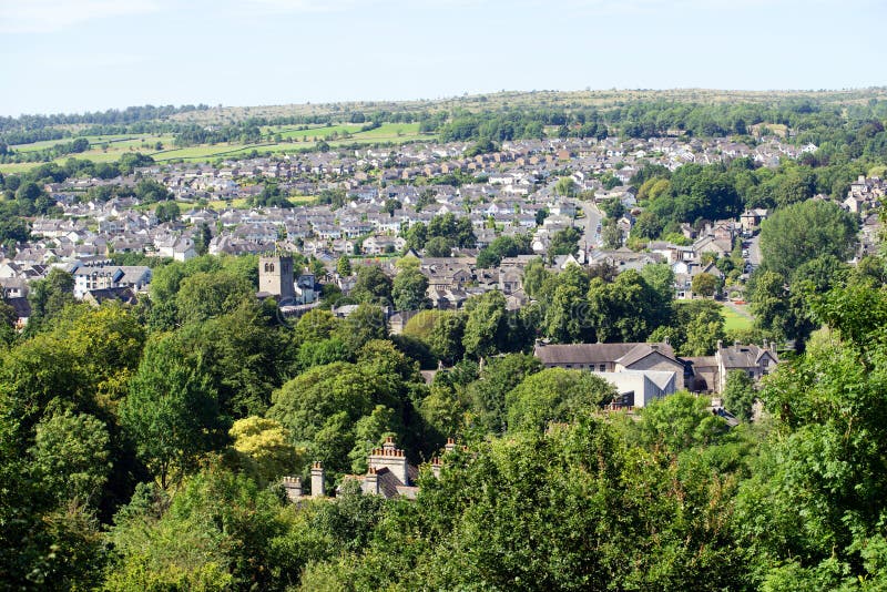 Panoramic View of Kendal Town, from Kendal Castle. Stock Photo - Image ...