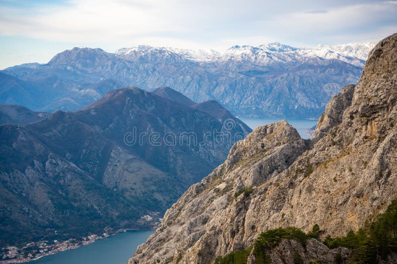Panoramic View of Kotor Bay Boca and Mountains from Mountain View Point ...