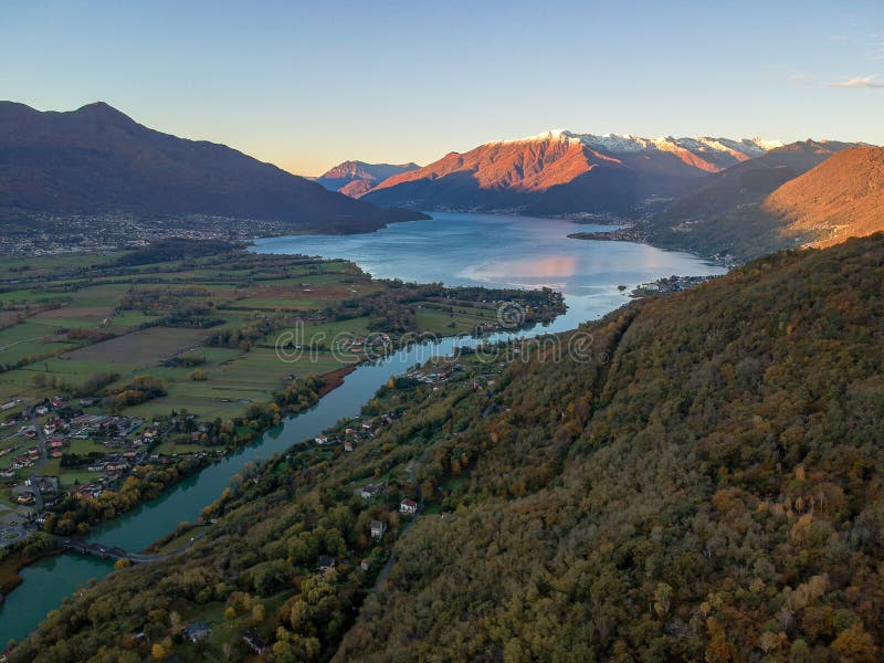 Panoramic View of Lake Como, Aerial View, Autumn Stock Photo - Image of ...