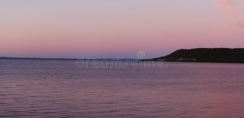 Panoramic View of Lake Huron at Sunset, Manitoulin Island, on, Canada ...
