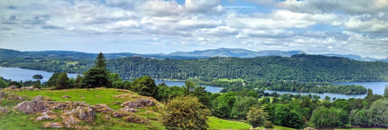 Panoramic View of Lake Windermere from Brant Fell, England Stock Image ...
