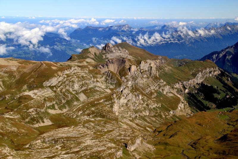Mountains and Long Mountain Ranges with Clouds on Mount Schilthorn in ...