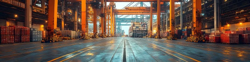 Panoramic View of a Large and Modern Industrial Warehouse Facility ...