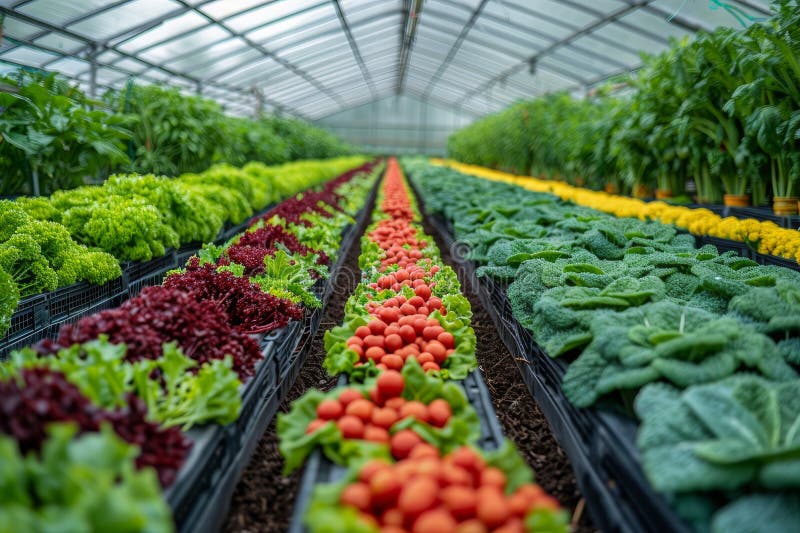 A Panoramic View of a Large-scale Hydroponics Farm Inside a Greenhouse ...