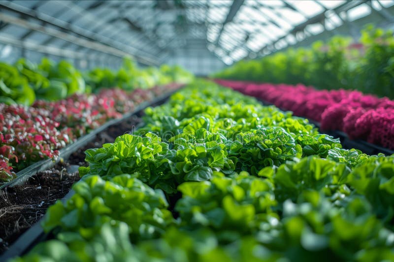 A Panoramic View of a Large-scale Hydroponics Farm Inside a Greenhouse ...