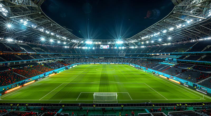 Panoramic View of a Large Soccer Stadium Stock Photo - Image of land ...