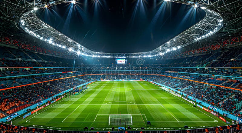 Panoramic View of a Large Soccer Stadium Stock Image - Image of match ...