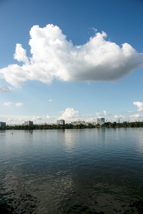 Panoramic View of Left Bank of the Dnieper River. Dnieper. Ukraine ...