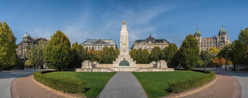 Panoramic View of Liberty Square with Soviet War Memorial and Buildings ...
