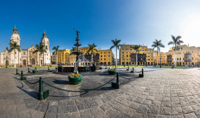 Main Square of Lima City in Peru Stock Image - Image of park ...