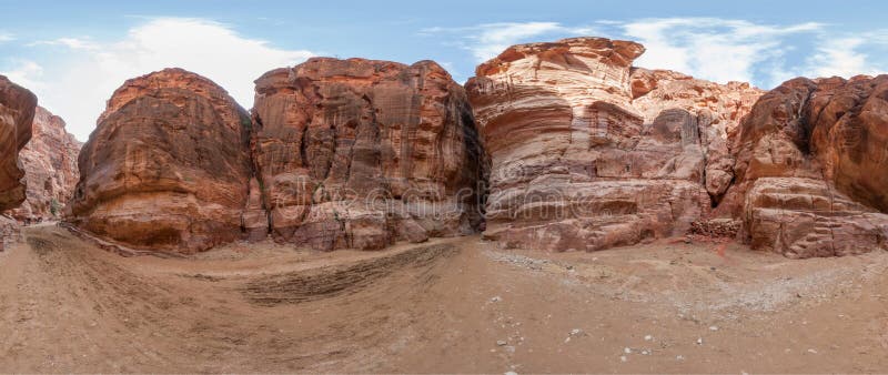 Panoramic View Limestone Formations and Water Canals at Ancient Streets ...