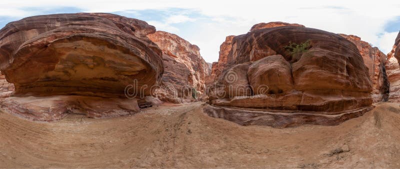 Panoramic View Limestone Formations and Water Canals at Ancient Streets ...