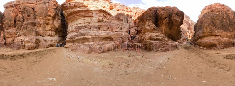 Panoramic View Limestone Formations and Water Canals at Ancient Streets ...