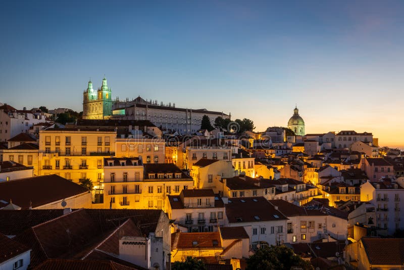Panoramic View of Lisbon Rooftop from Portas Do Sol Viewpoint Stock ...