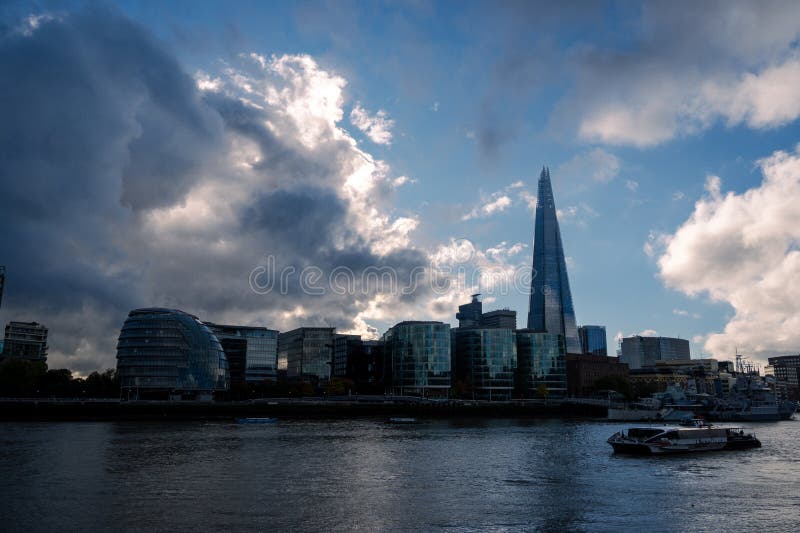 Panoramic View of London from the River Thames. United Kingdom ...