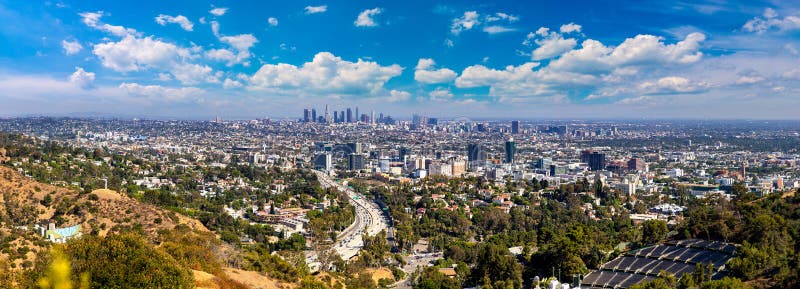 Panoramic View of Los Angeles Editorial Stock Photo - Image of skyline ...