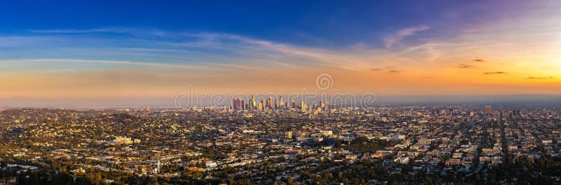 Panoramic View of Los Angeles Stock Image - Image of states, california ...