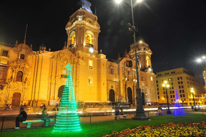 Panoramic View of the Main Square of Lima and the Cathedral Church. at ...
