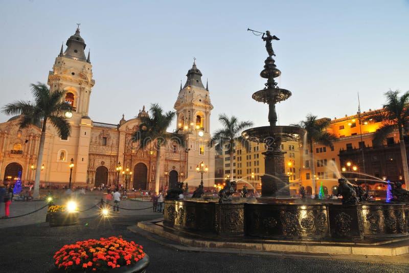 Panoramic View of the Main Square of Lima and the Cathedral Church. at ...