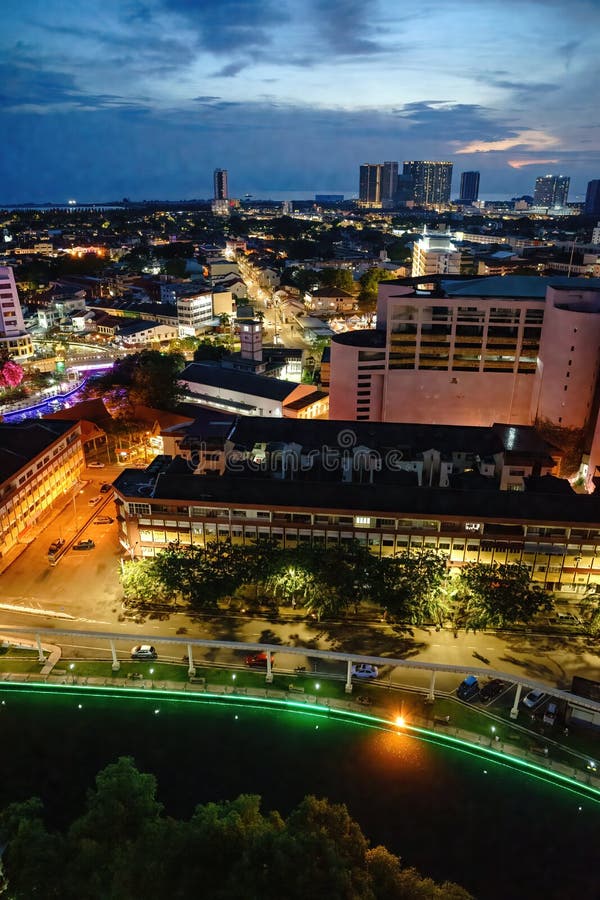 Panoramic View of Malacca Skyline, Traffic and Light by Night ...