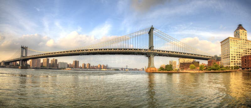 A Panoramic View of the Manhattan Bridge, New York Stock Photo - Image ...