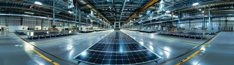 Panoramic View of the Manufacturing Facility with Rows of Halfassembled ...