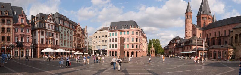 Panoramic View of Marktplatz in Mainz Editorial Photography - Image of ...