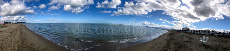 Panoramic View of Martil Beach 180 Degrees Stock Photo - Image of ...