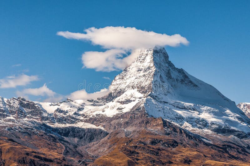 Panoramic View of the Matterhorn Stock Image - Image of european ...