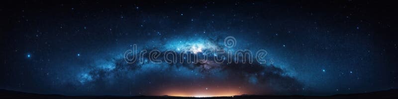 Panoramic View Milky Way Arching Over Serene Mountainous Landscape ...