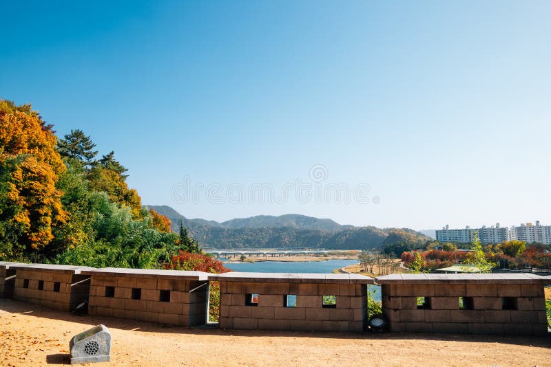 View of Miryang City from Moonlight Ssamji Park Observatory at Spring ...