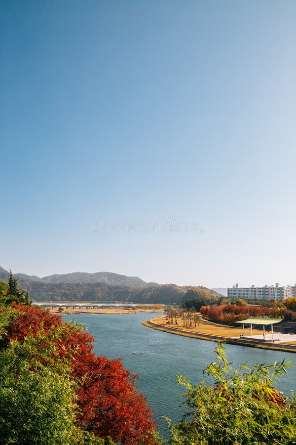 View of Miryang City from Moonlight Ssamji Park Observatory at Spring ...