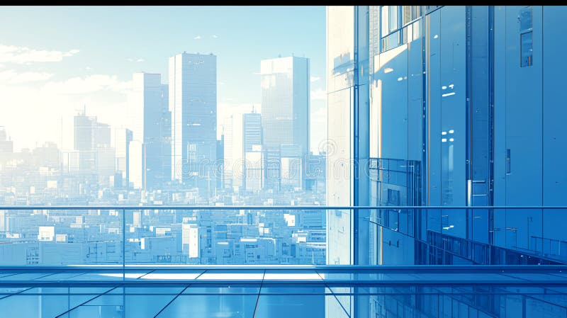 Cityscape View from Skyscraper Balcony Stock Illustration ...