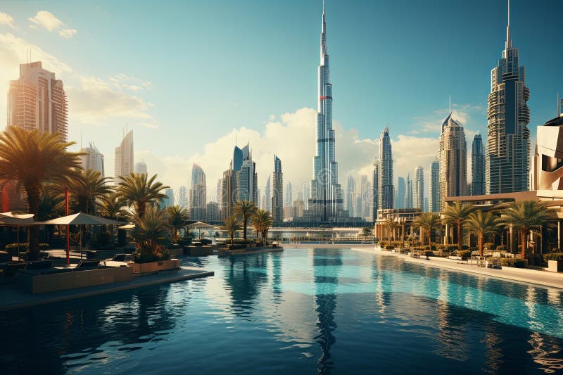 Panoramic View of Modern City of the Luxury Center with Dubai City ...