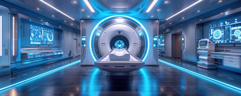 Panoramic View of a Modern MRI Scanner Room Stock Photo - Image of ...