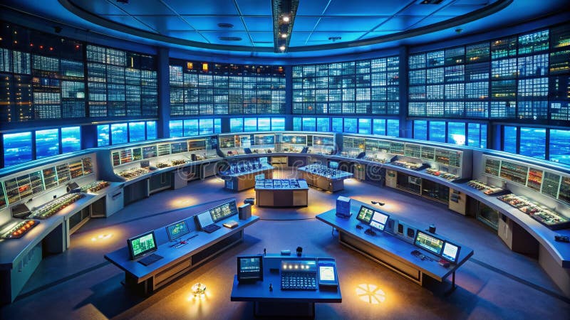 Panoramic View of a Modern Nuclear Power Plant Control Room Advanced ...