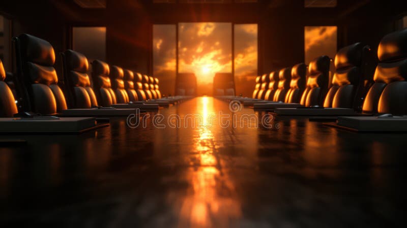 Wide Scene of a High-Profile Business Meeting with Executives Gathering ...
