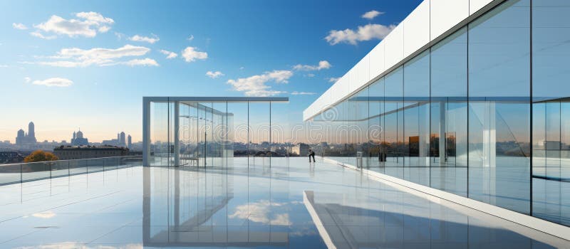 Panoramic View of Modern Office Building with Glass Facade Stock ...