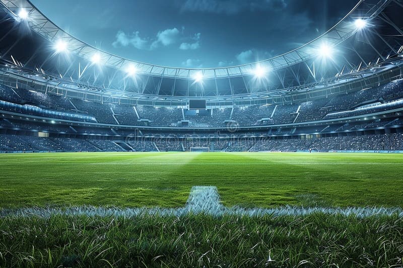 Panoramic View of Modern Soccer Stadium with Dome Ceiling and Packed ...