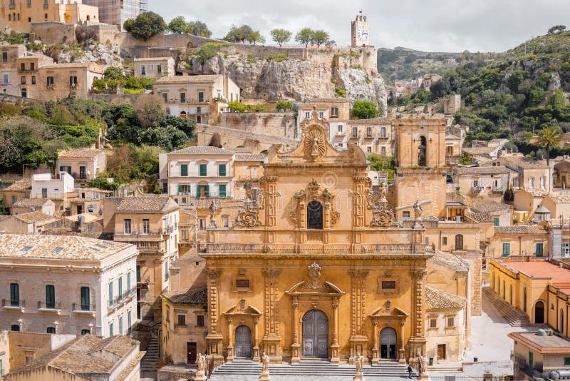 Panoramic View of Modica, Sicily Stock Photo - Image of unesco ...