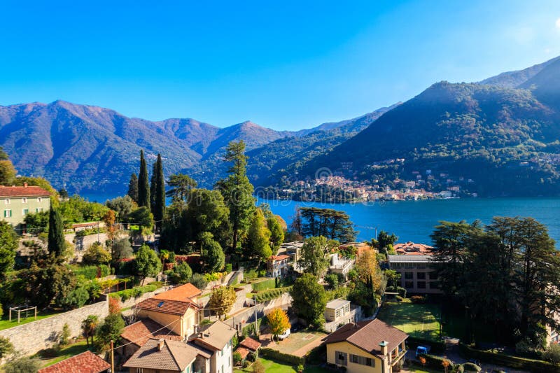 Panoramic View of Moltrasio Town on Lake Como, Italy Stock Photo ...
