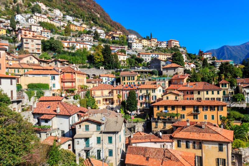Panoramic View of Moltrasio Town on Lake Como, Italy Stock Photo ...