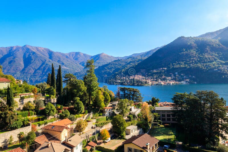 Panoramic View of Moltrasio Town on Lake Como in Italy Stock Photo ...
