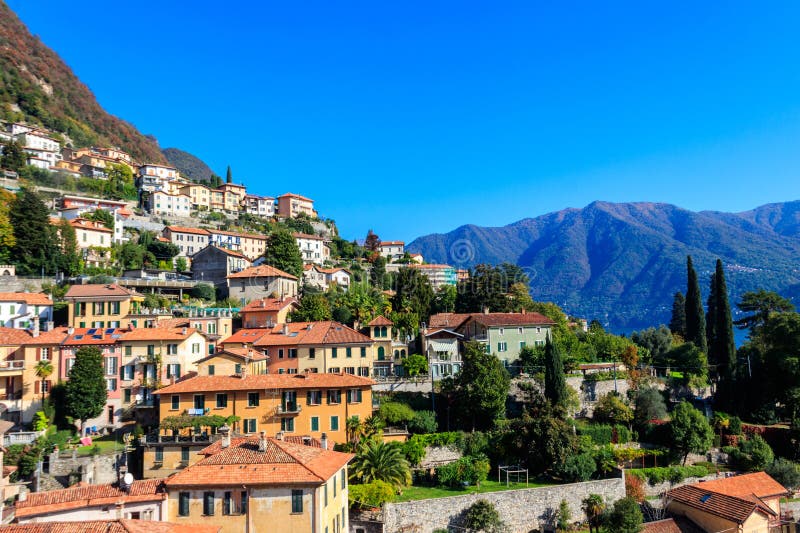Panoramic View of Moltrasio Town on Lake Como in Italy Stock Photo ...
